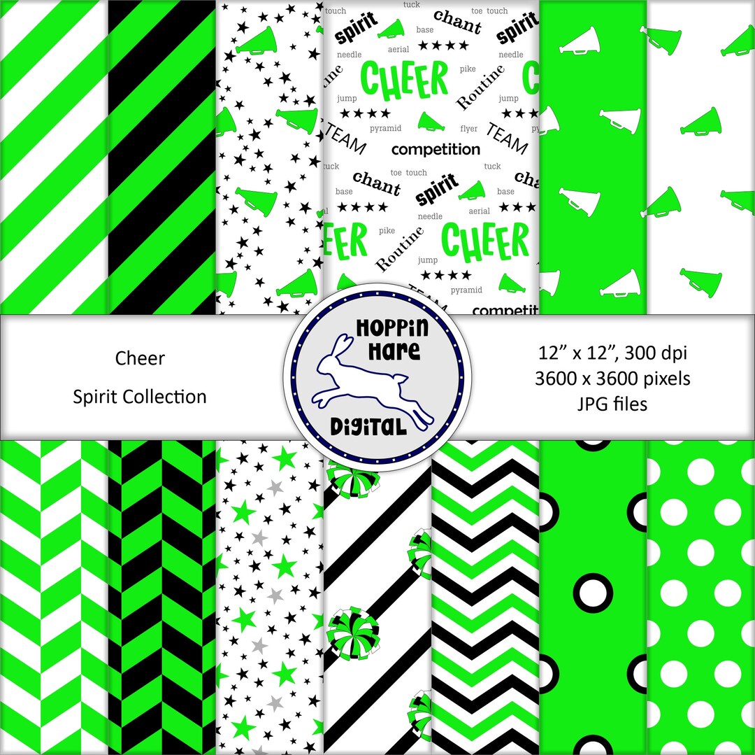 Cheer Digital Paper Pack - Cheerleading Scrapbooking Papers - Seamless ...