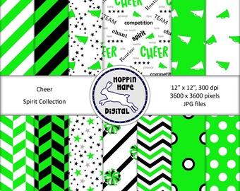 Cheer Digital Paper Pack Cheerleading Scrapbooking Papers Seamless ...