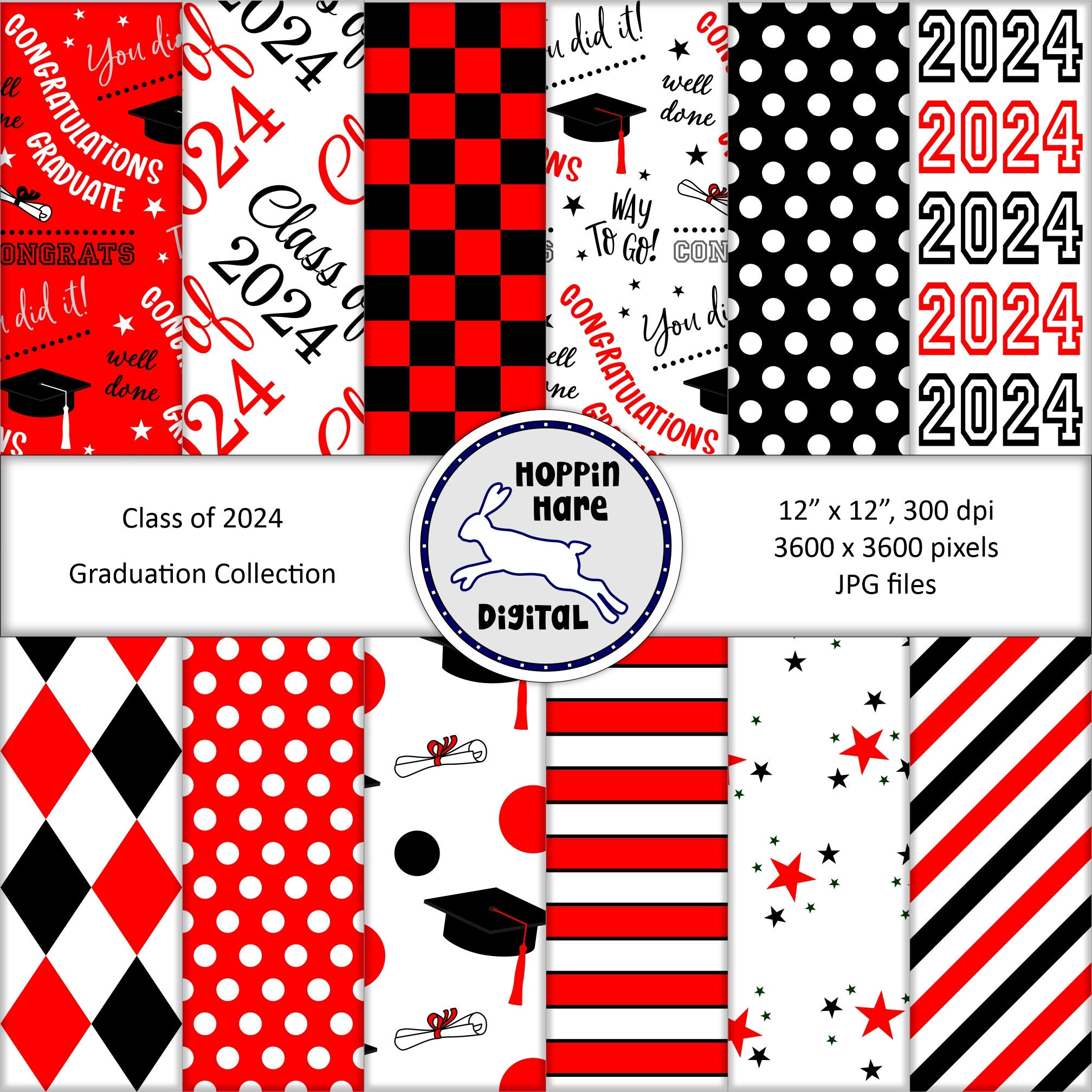 Graduation Digital Paper Pack Scrapbooking Papers Class of 2024 Class ...