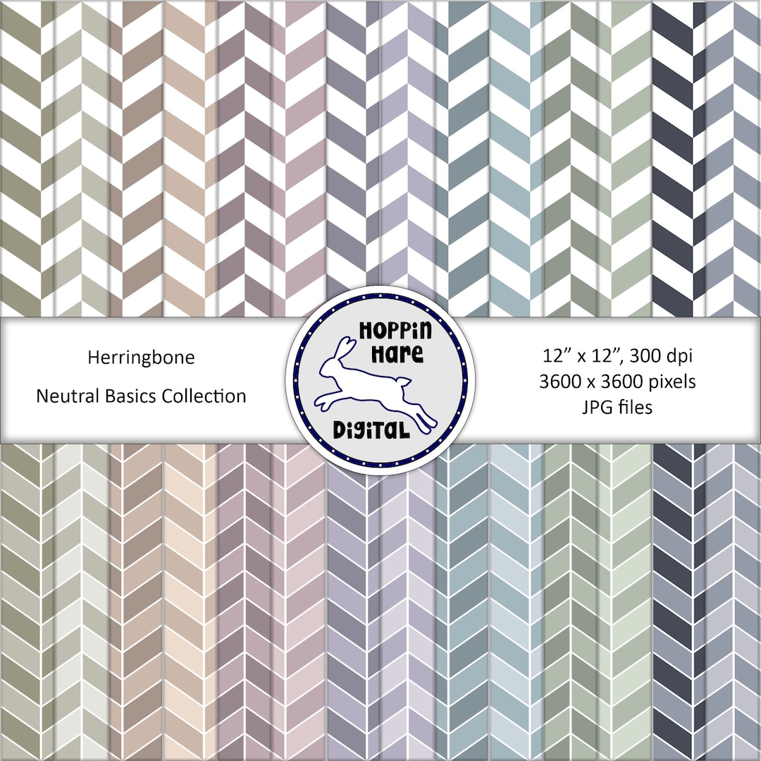Herringbone Digital Paper Pack - Seamless Pattern Papers - Neutral Colors - Etsy