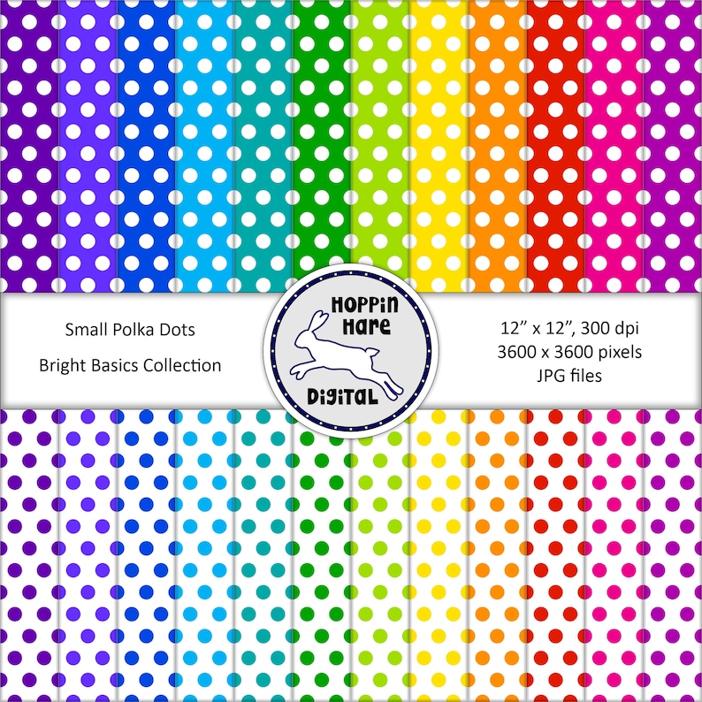 Digital Paper Pack - Small Polka Dots - Spots Circles - Seamless ...