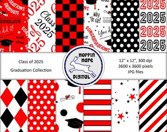 Graduation Digital Paper Pack - Scrapbooking Papers - Class of 2025 ...