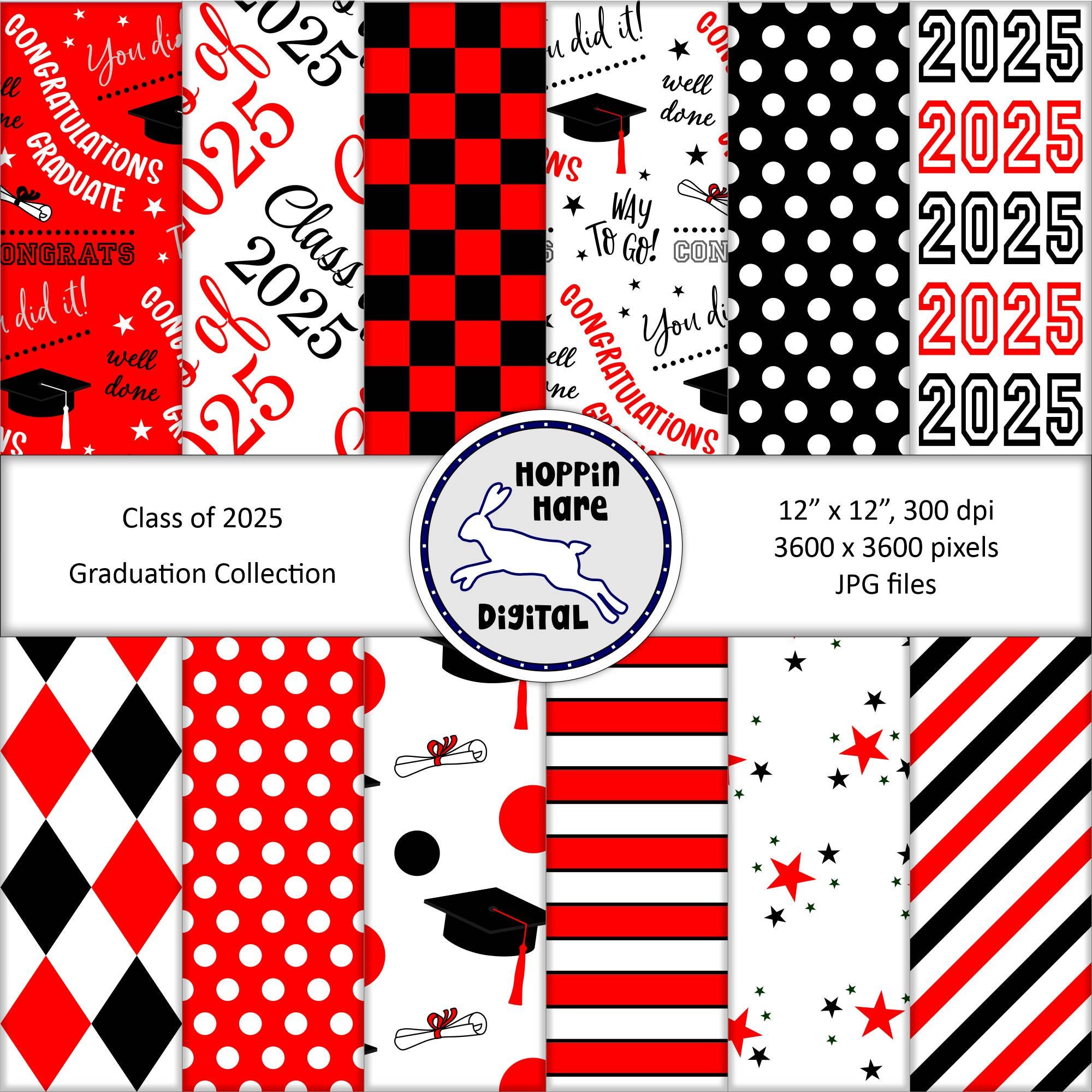 Graduation Digital Paper Pack - Scrapbooking Papers - Class of 2025 ...