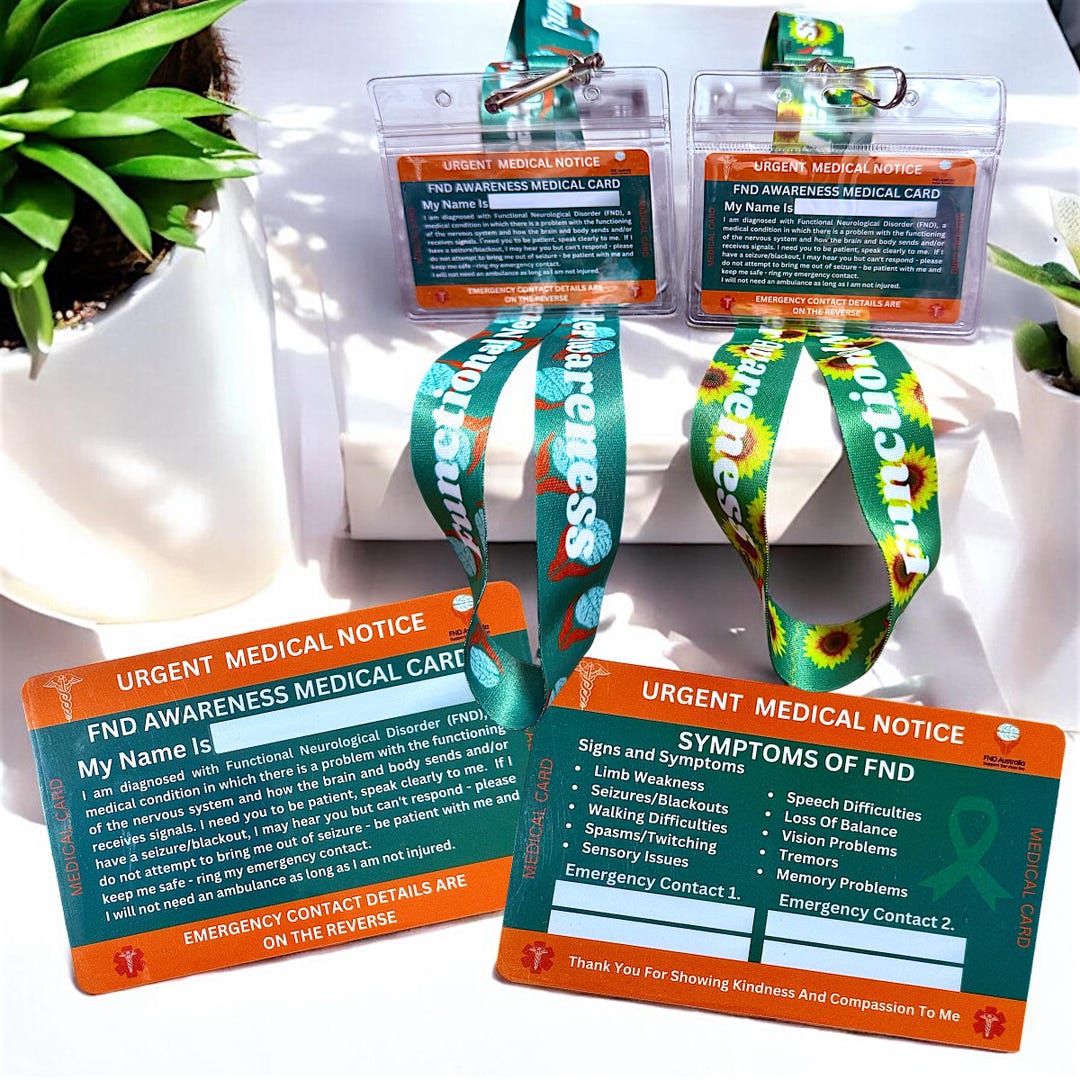 Functional Neurological Disorder Awareness Medical Alert Card & Lanyard ...