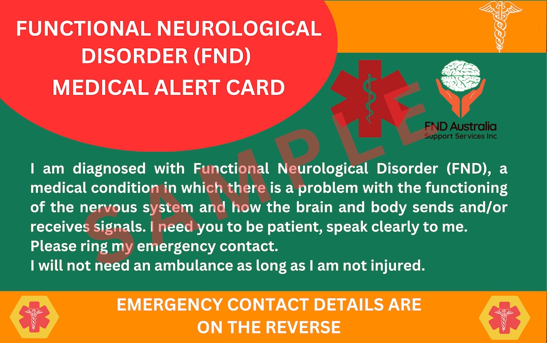FND Medical Alert Card: Functional Neurological Disorder Awareness ...