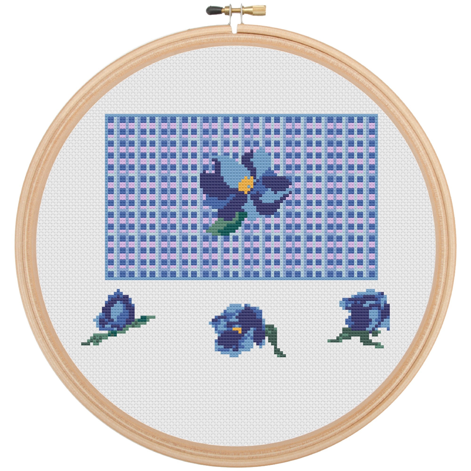 Blue Rose Pattern Cross Stitch Blue Cross Stitch Wild - Etsy