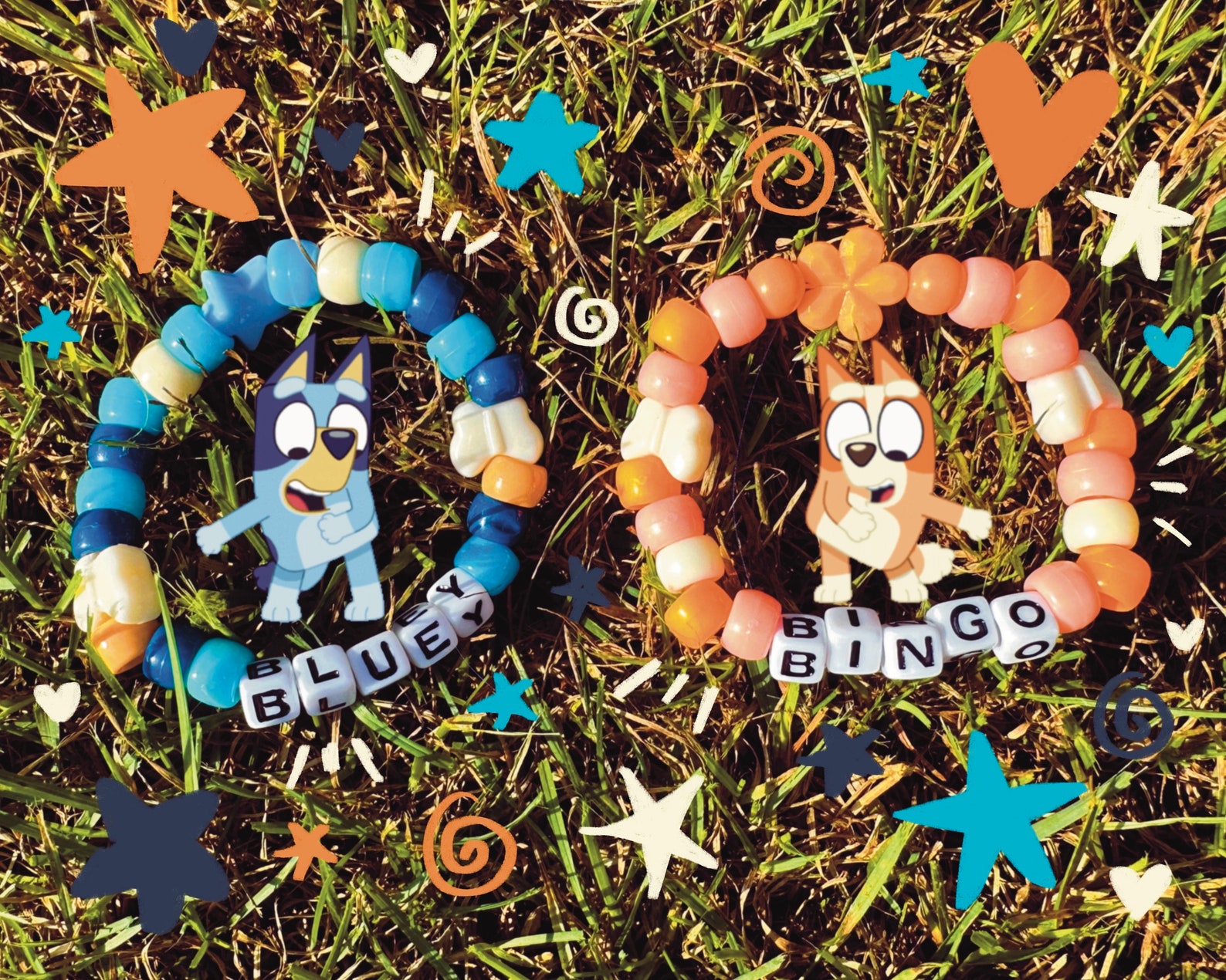 Bluey Kandi Pony Bracelets Bluey & Bingo Scene Raver - Etsy