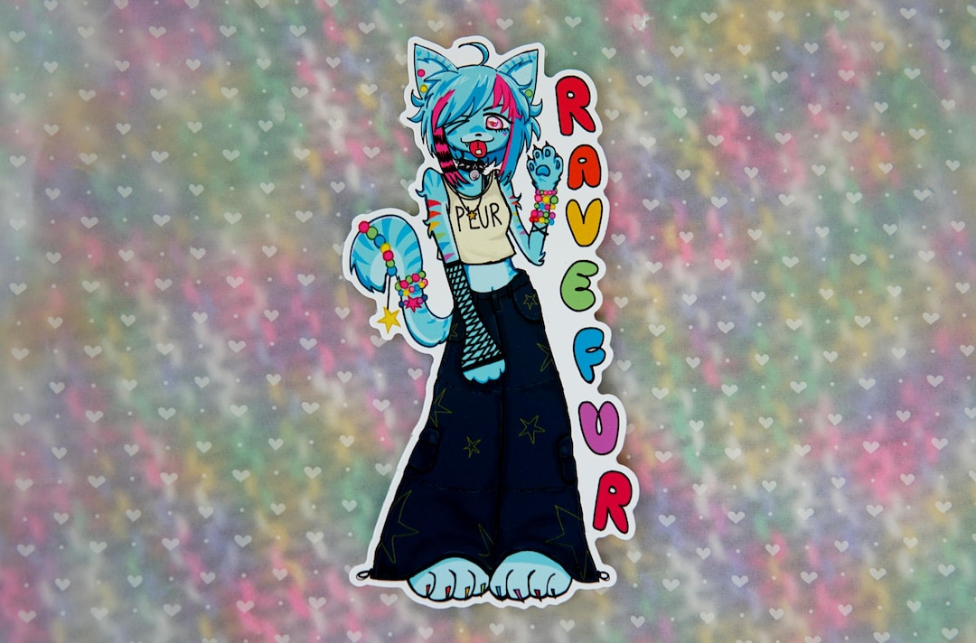 Rave Fur Raver Furry Sparkle Cat Dog Ravefur Breakcore Scenecore 5 ...