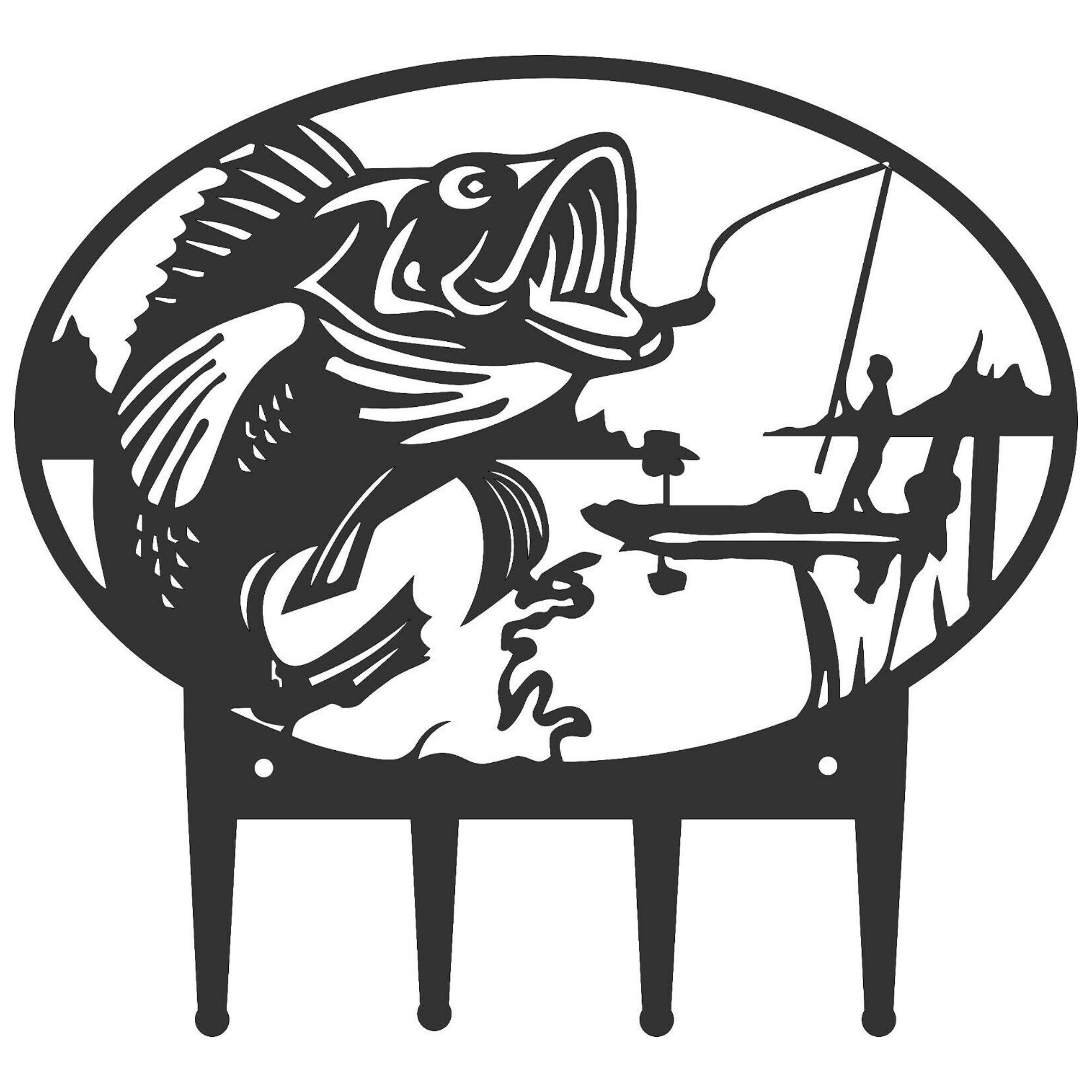 Bass Fishing W/hooks - DXF / SVG File for Plasma, Laser, Waterjet ...