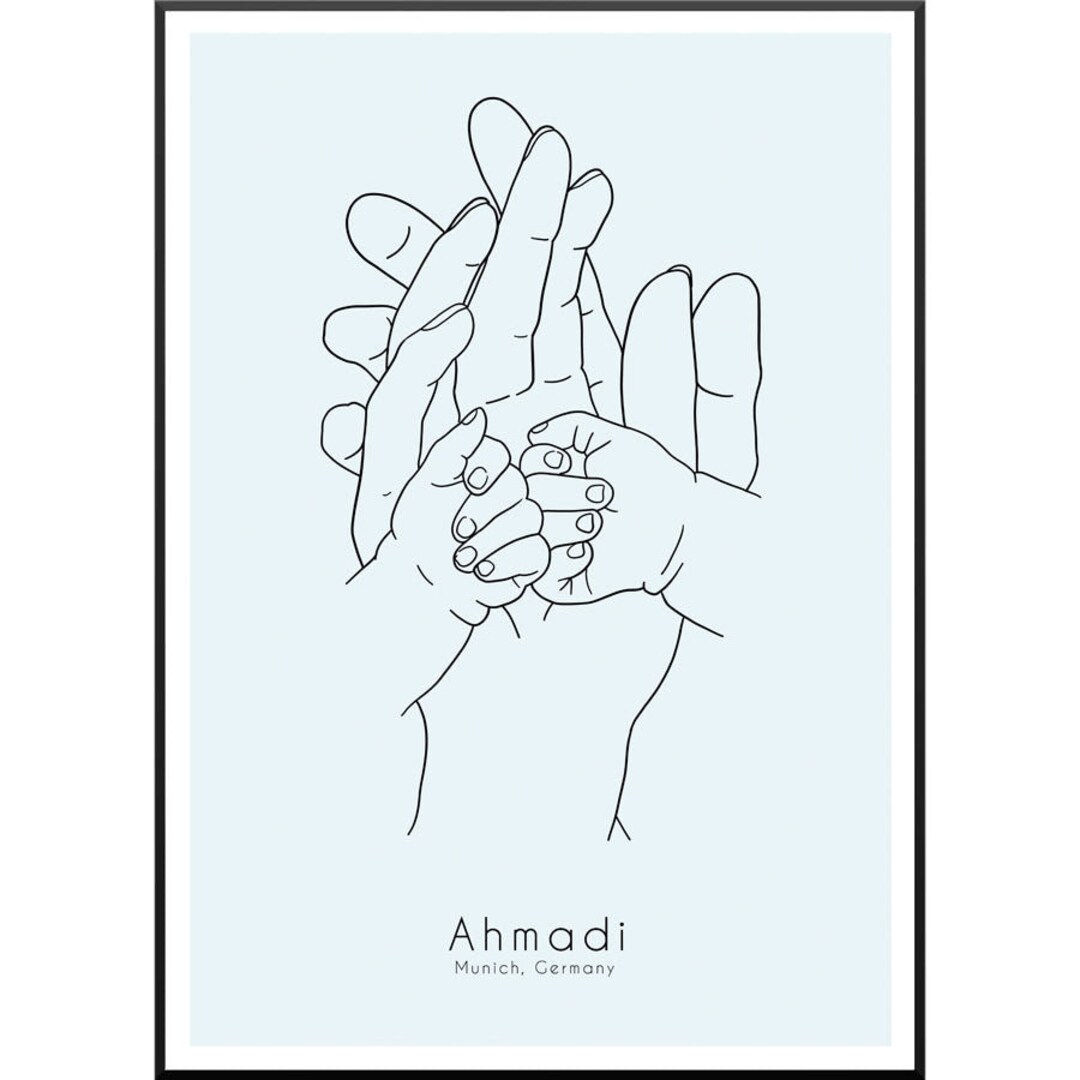 Family Hands Poster, Deenart® Family Poster, Father Mother Child, Gift ...