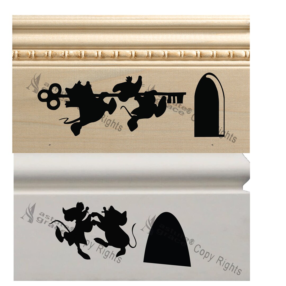 Cute Mice Pals Jaq and Gus Decorative Baseboard Vinyl Decals With Mouse ...