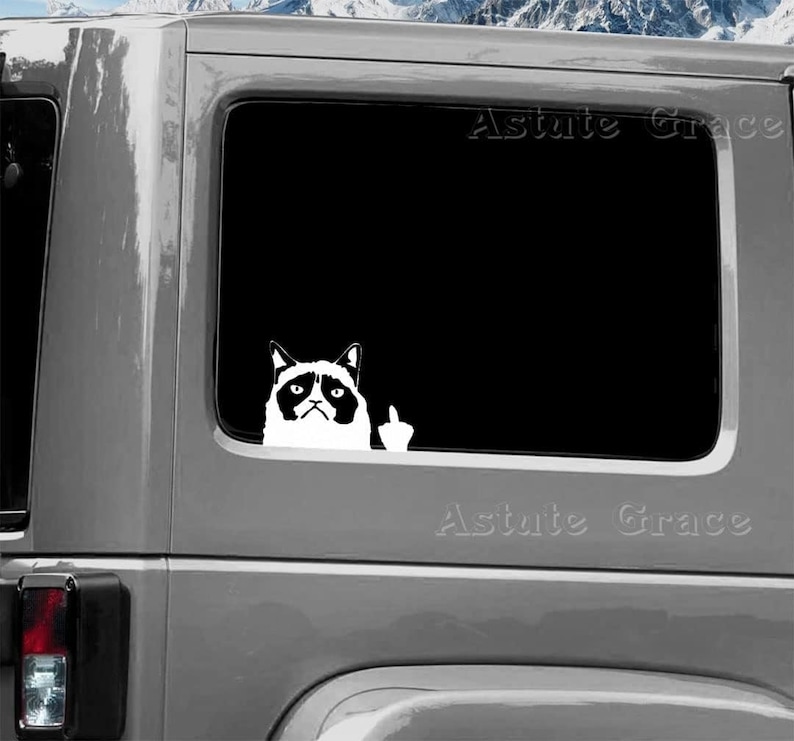 Grumpy Cat Middle Finger Vinyl Decal Stickers, Middle Finger Decals ...