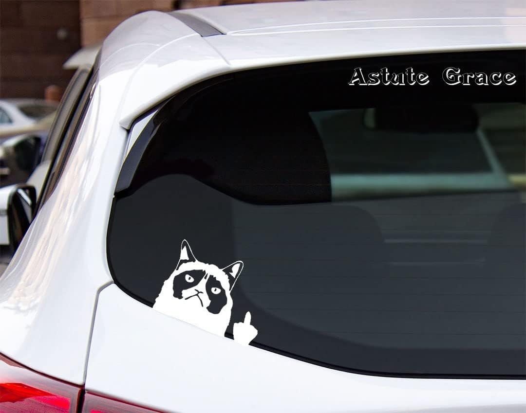 Grumpy Cat Middle Finger Vinyl Decal Stickers, Middle Finger Decals, Funny Die Cut Decal ...