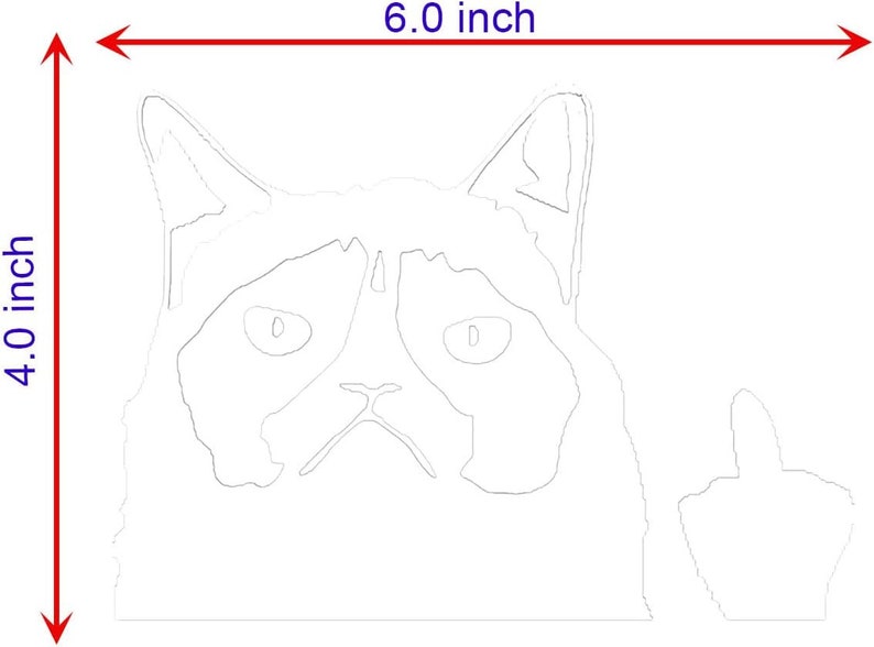 Grumpy Cat Middle Finger Vinyl Decal Stickers, Middle Finger Decals ...