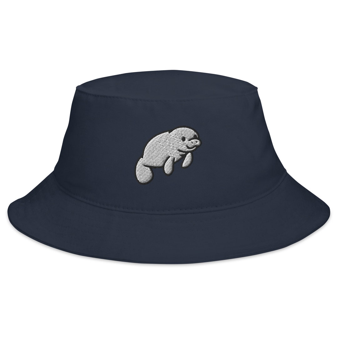 Manatee Bucket Hat, Handmade Hat, Embroidered Bucket Hat, Animal Sun ...
