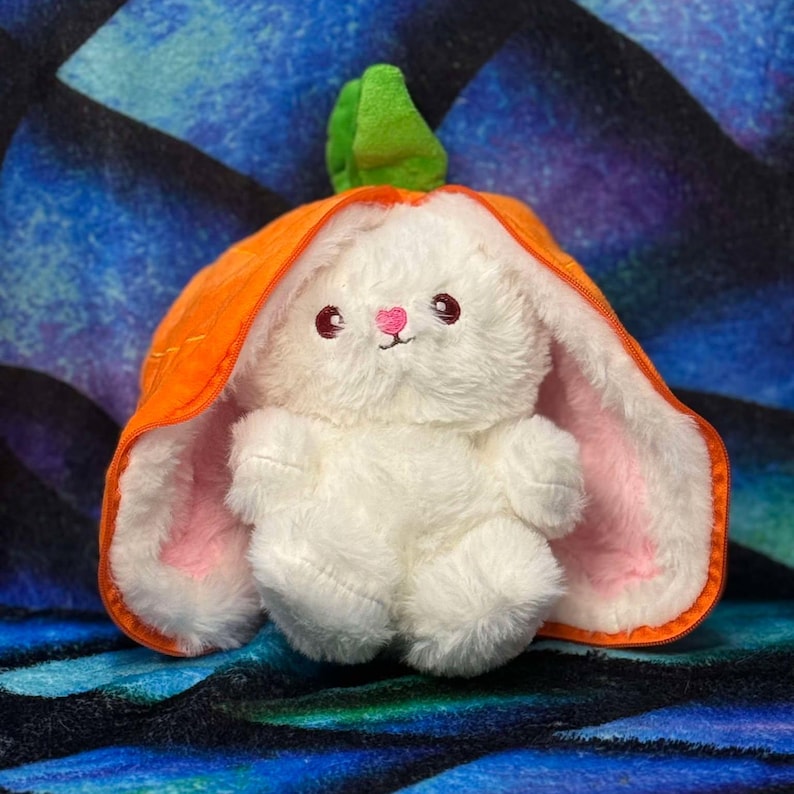 Transforming Bunny Plush – Kawaii Carrot Plushie – Soft 2-in-1 Stuffed ...