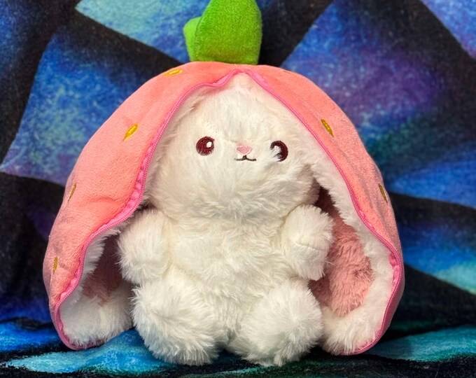 Transforming Bunny Plush – Kawaii Strawberry Plushie – 2-in-1 Stuffed ...