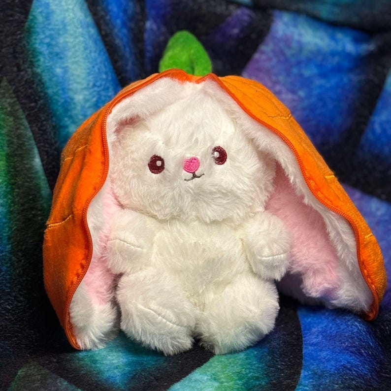 Transforming Bunny Plush – Kawaii Carrot Plushie – Soft 2-in-1 Stuffed ...