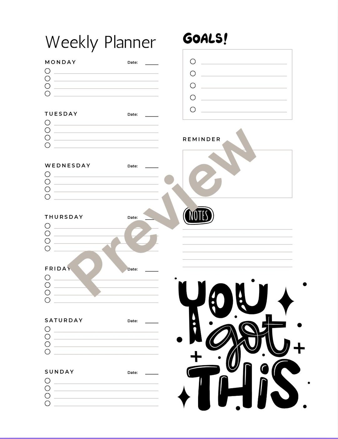 Undated Weekly Student Planner Printable – Monday Start & Daily PDF ...