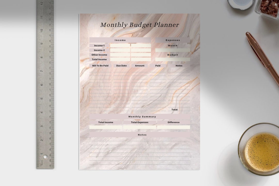 Marble Monthly Budget Planner - Beautiful Pastel Color! Financial ...