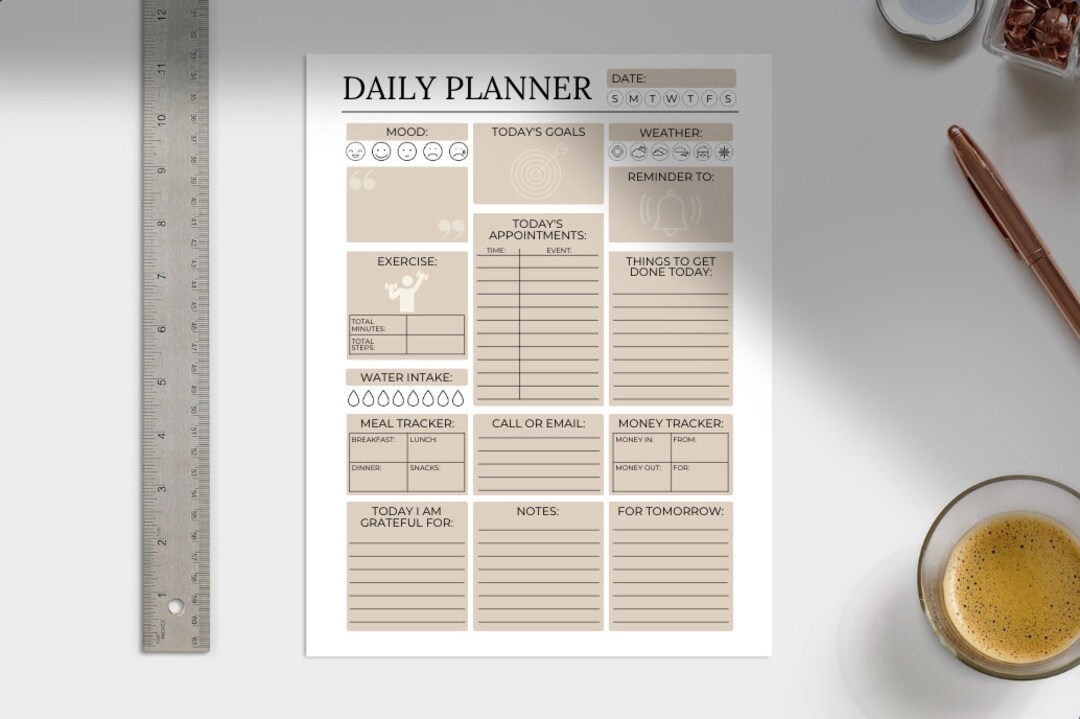 Beige and Cream Colored Daily Planner and Tracker ADHD and ...