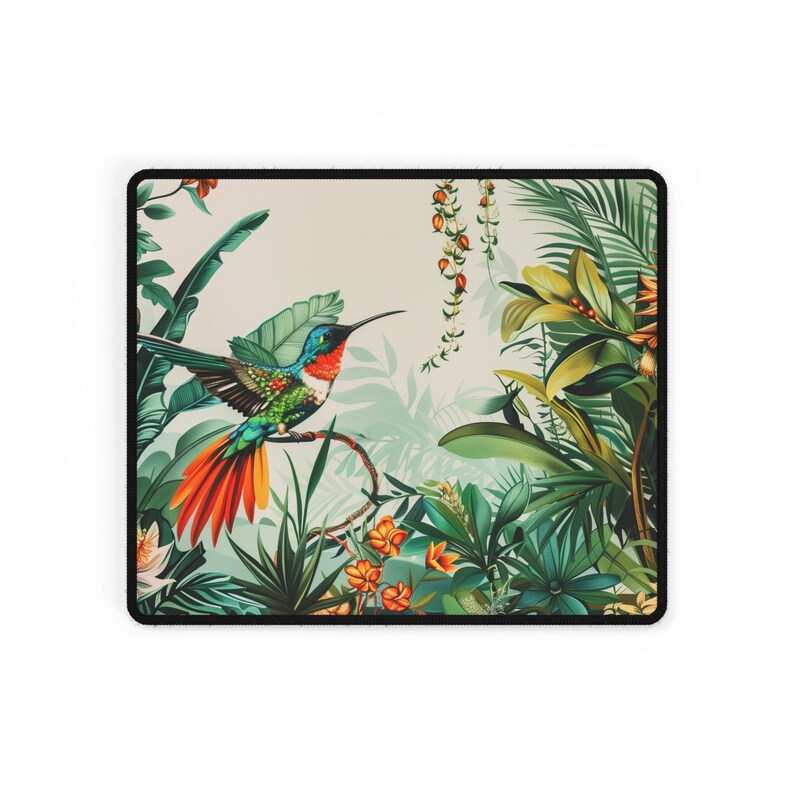 Boho Botanical Desk Mat Green Floral and Bird Detailed Design Ideal ...