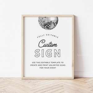 Disco Custom Sign Template, Retro Custom Signs, Disco Ball Wedding ...