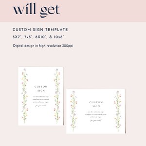 Dainty Delicate Floral Custom Sign Template Wildflower Wedding Sign ...