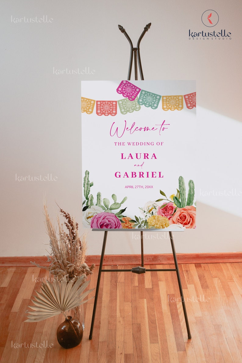 Fiesta Welcome Sign Template, Mexican Wedding Welcome Sign, Cactus ...