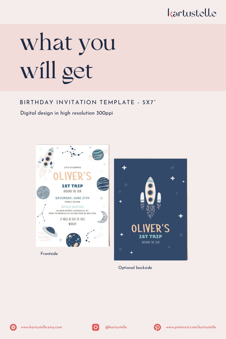 Outer Space Birthday Party Invitation Template, Galaxy Birthday Invites ...