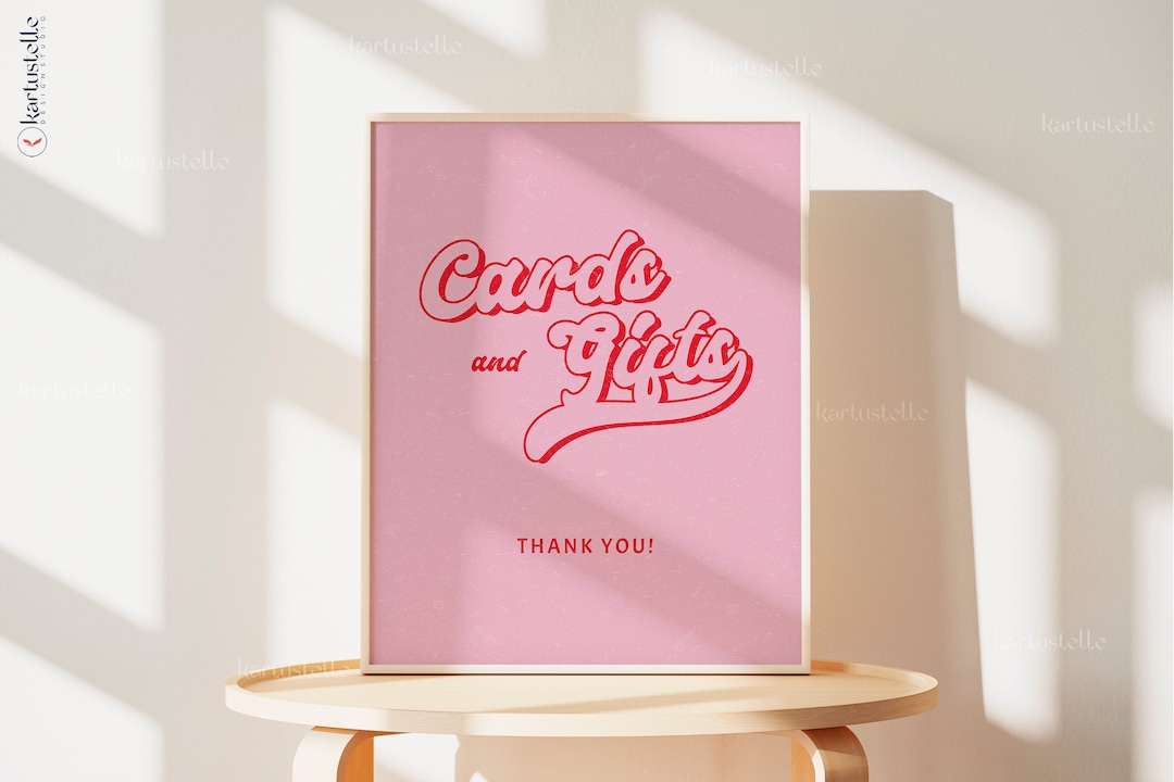 Red Pink Cards and Gifts Sign Template, Red and Pink Wedding Gifts Sign ...