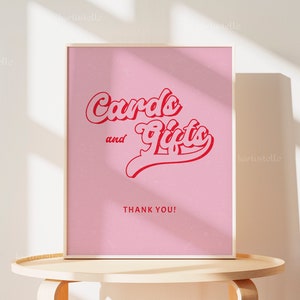 Red Pink Cards and Gifts Sign Template, Red and Pink Wedding Gifts Sign ...