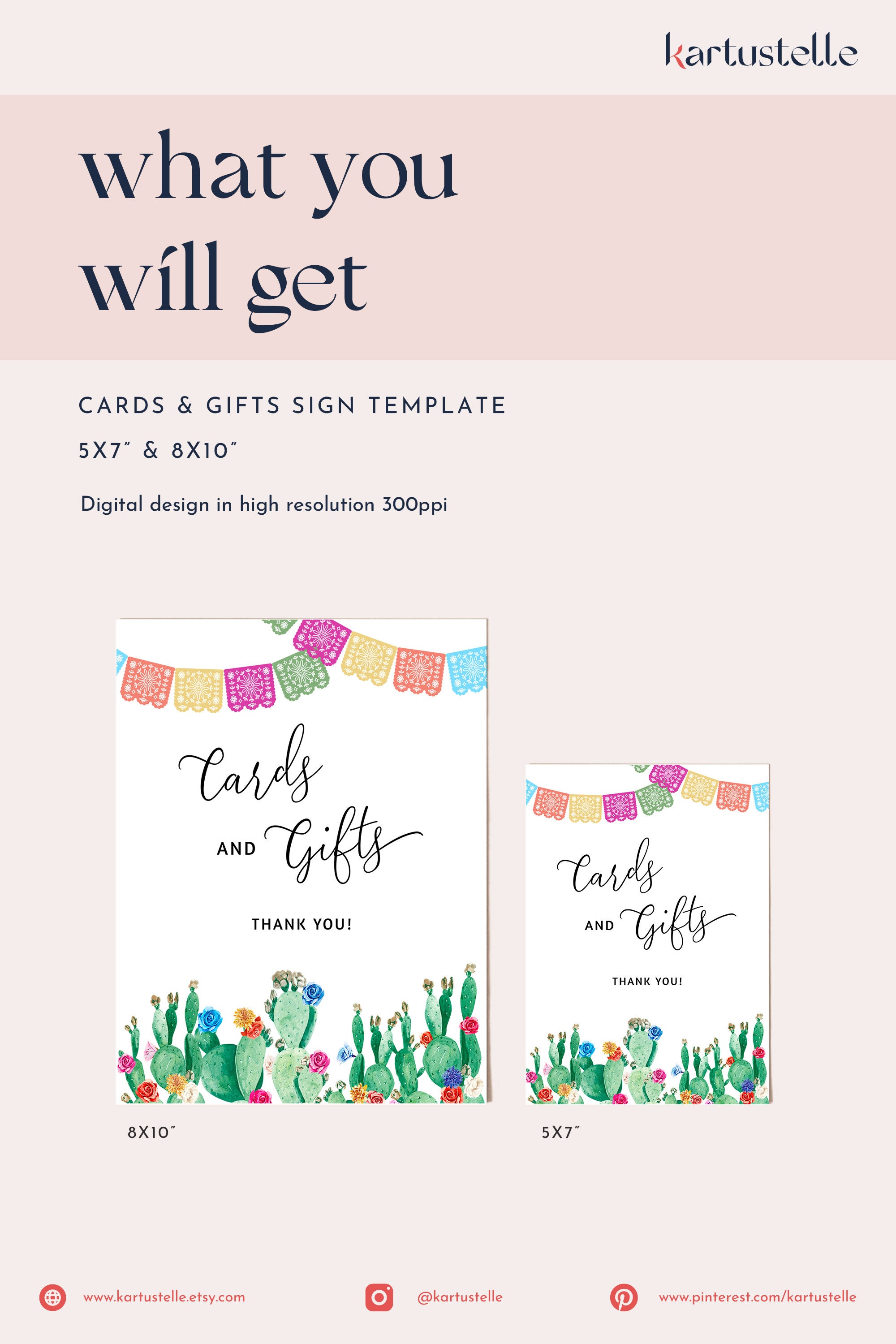 Fiesta Cards and Gifts Sign Template, Mexican Gifts Sign, Shower Gifts ...