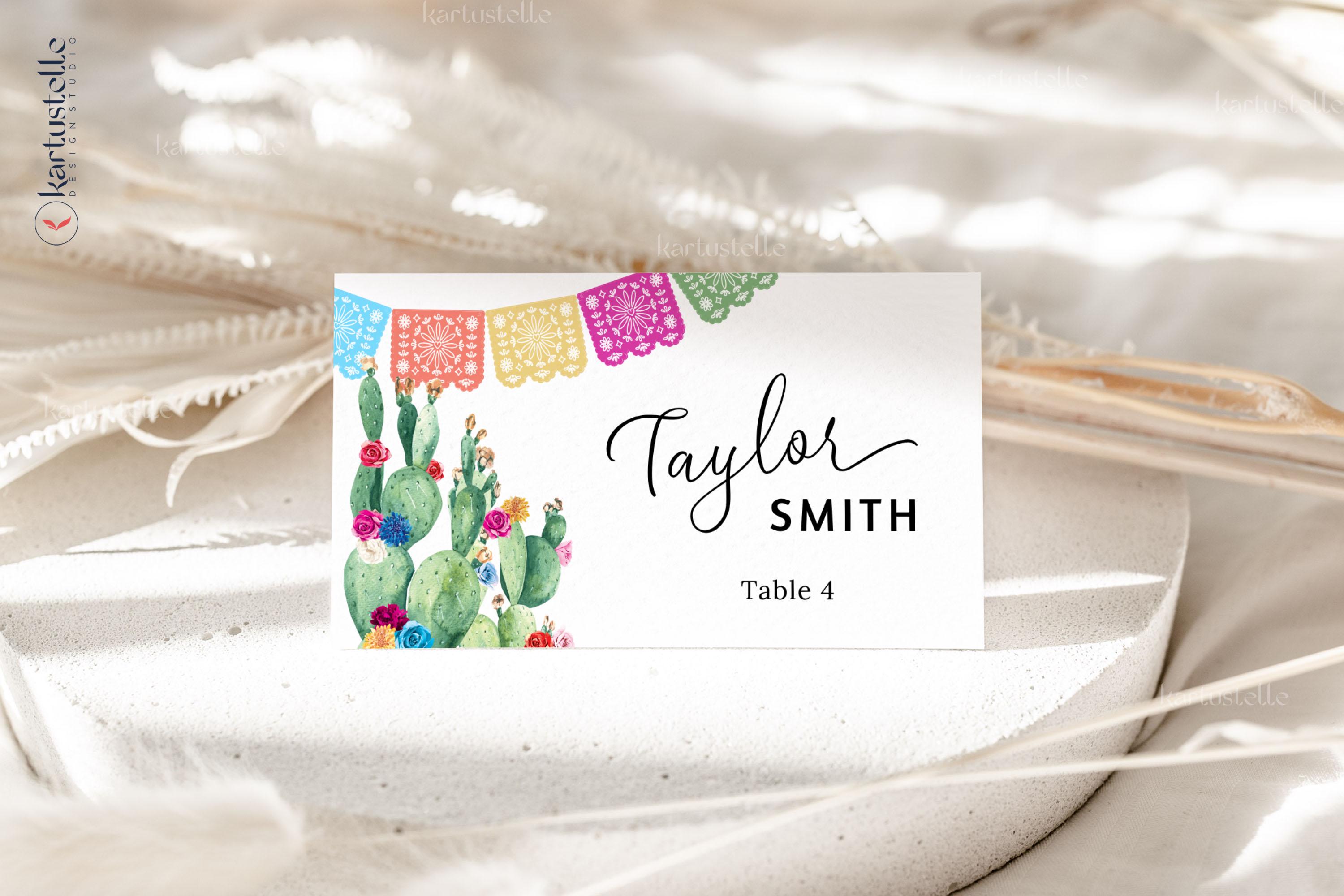 Fiesta Place Cards Mexican Wedding Name Cards Cactus Place Card ...