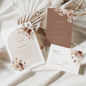 Mocha Mousse Wedding Invitation Template, Brown Wedding Invitation Set ...