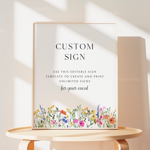 Colorful Floral Custom Sign Template Wildflower Custom - Etsy