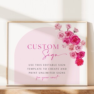 Hot Pink Floral Custom Sign Template, Hot Pink and Blush Wedding Signs ...