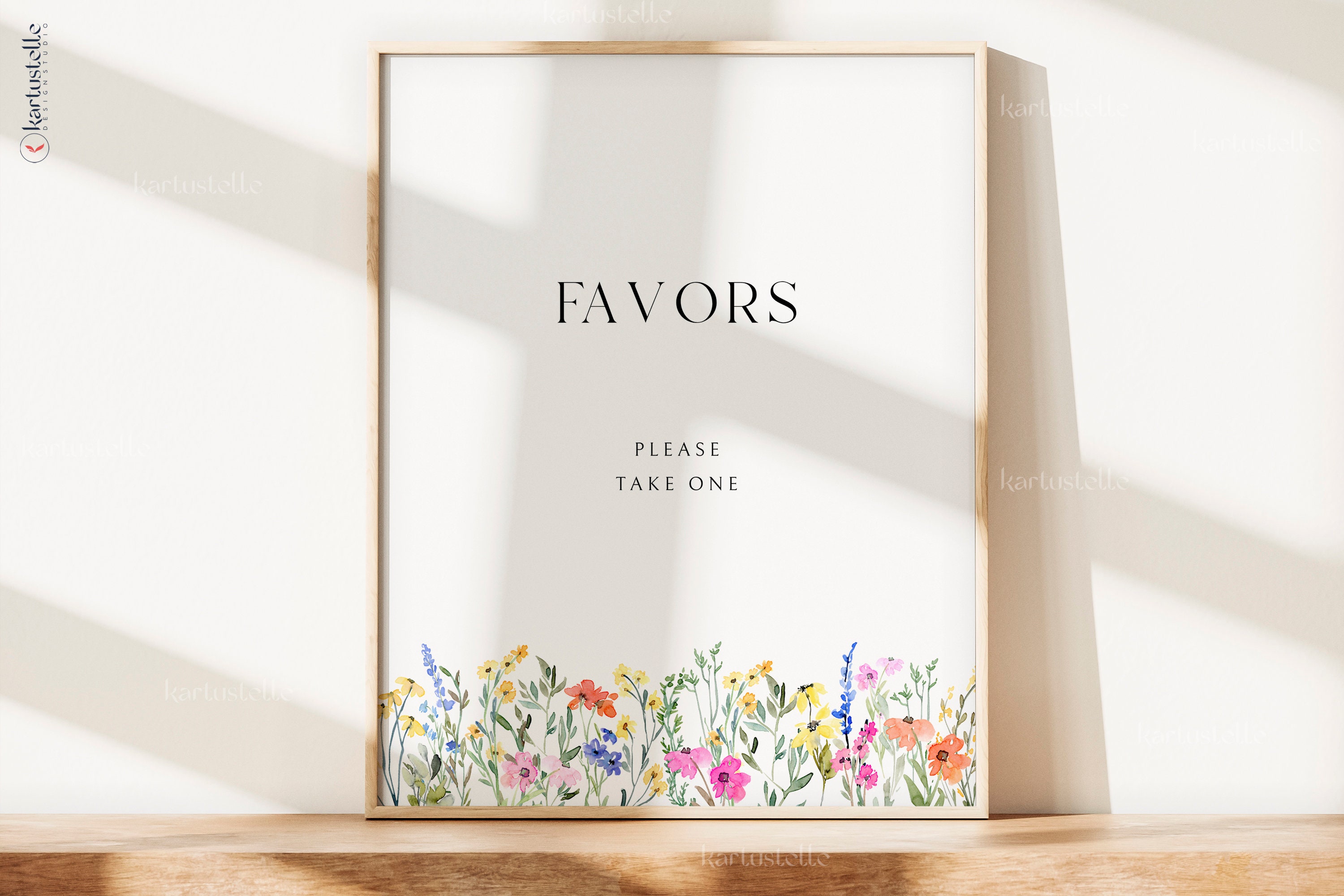 Colorful Floral Favors Sign Template Wildflower Wedding - Etsy