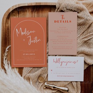 Orange Blush Wedding Invitation Set Template, Coral Wedding Invitations, Spring Summer Peach ...