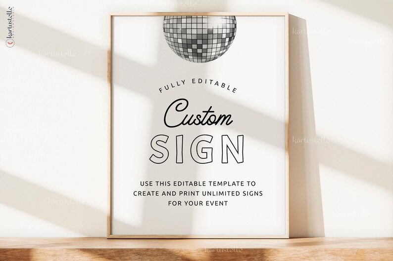 Disco Custom Sign Template, Retro Custom Signs, Disco Ball Wedding ...