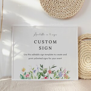 Colorful Floral Custom Sign Template, Wildflower Wedding Sign, Spring ...