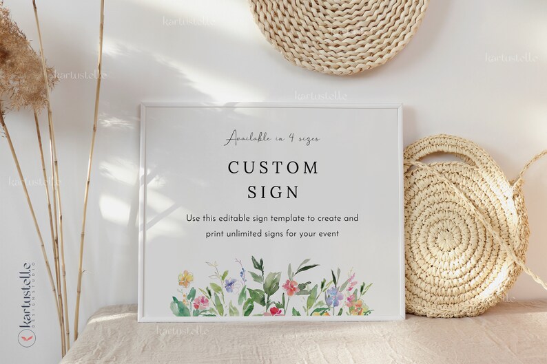 Colorful Floral Custom Sign Template, Wildflower Wedding Sign, Spring ...