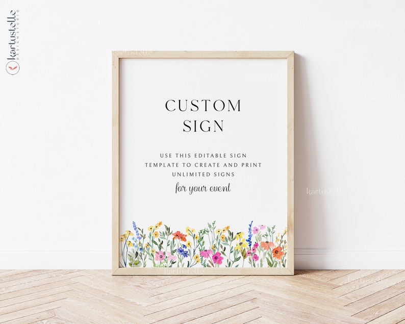 Colorful Floral Custom Sign Template, Wildflower Custom Wedding Signs ...