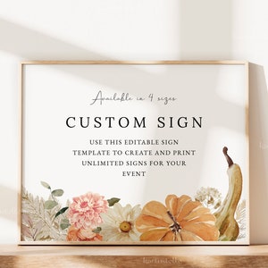 Fall Custom Sign Template, Pumpkin Custom Signs, Autumn Leaves Wedding ...