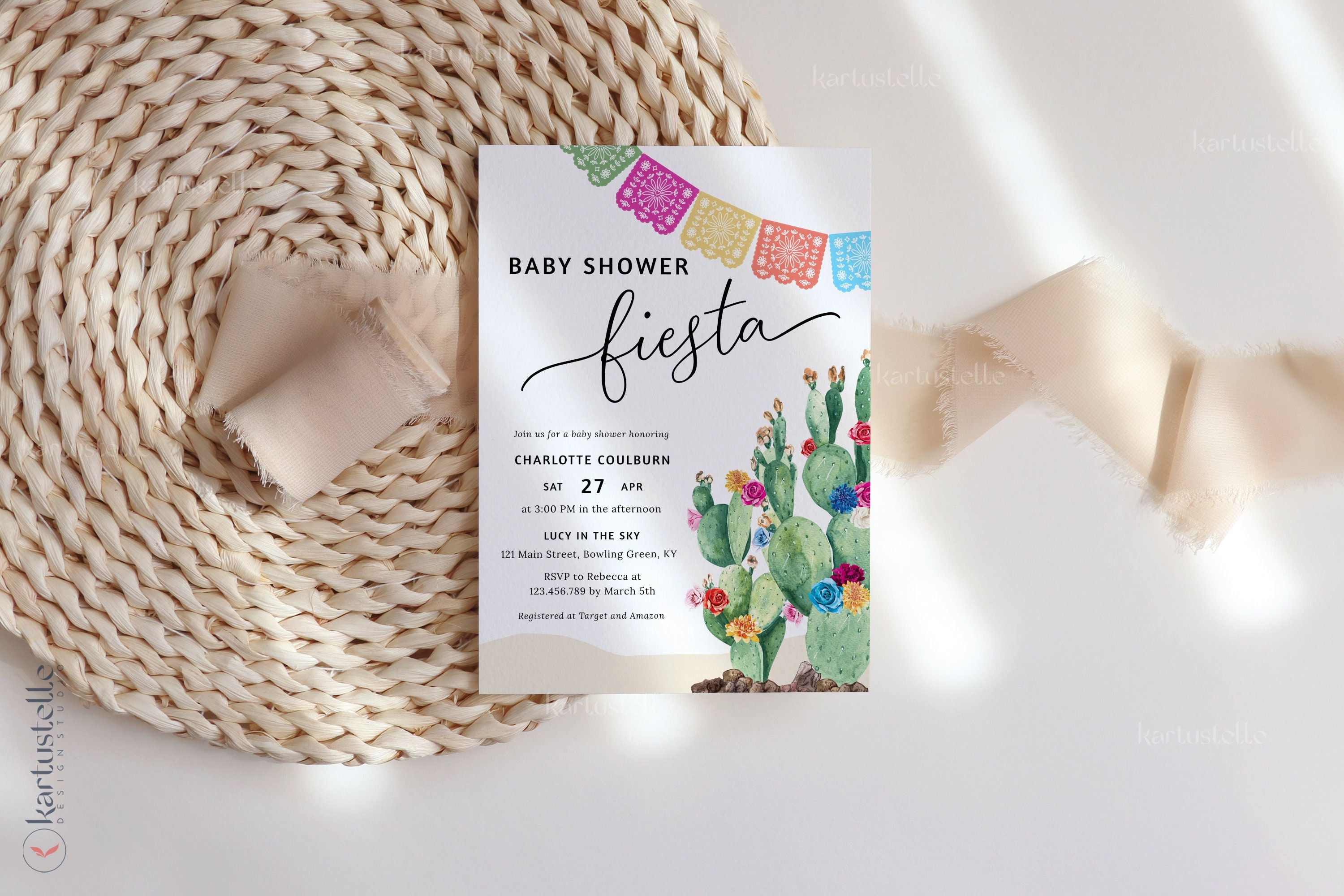 Fiesta Baby Shower Invitation Template Cactus Baby Shower - Etsy