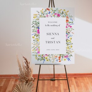 Colorful Floral Welcome Sign Template Wildflower Wedding Welcome Sign ...