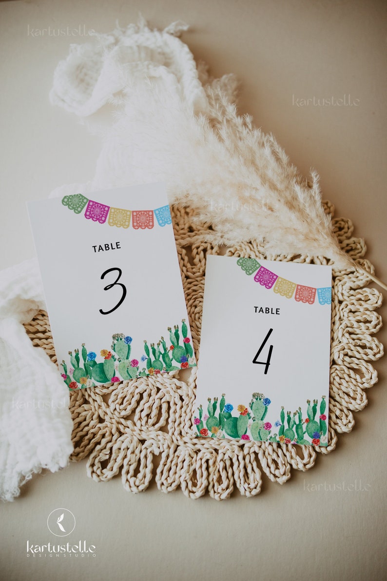 Fiesta Table Numbers, Mexican Wedding Table Number, Cactus Table Number ...