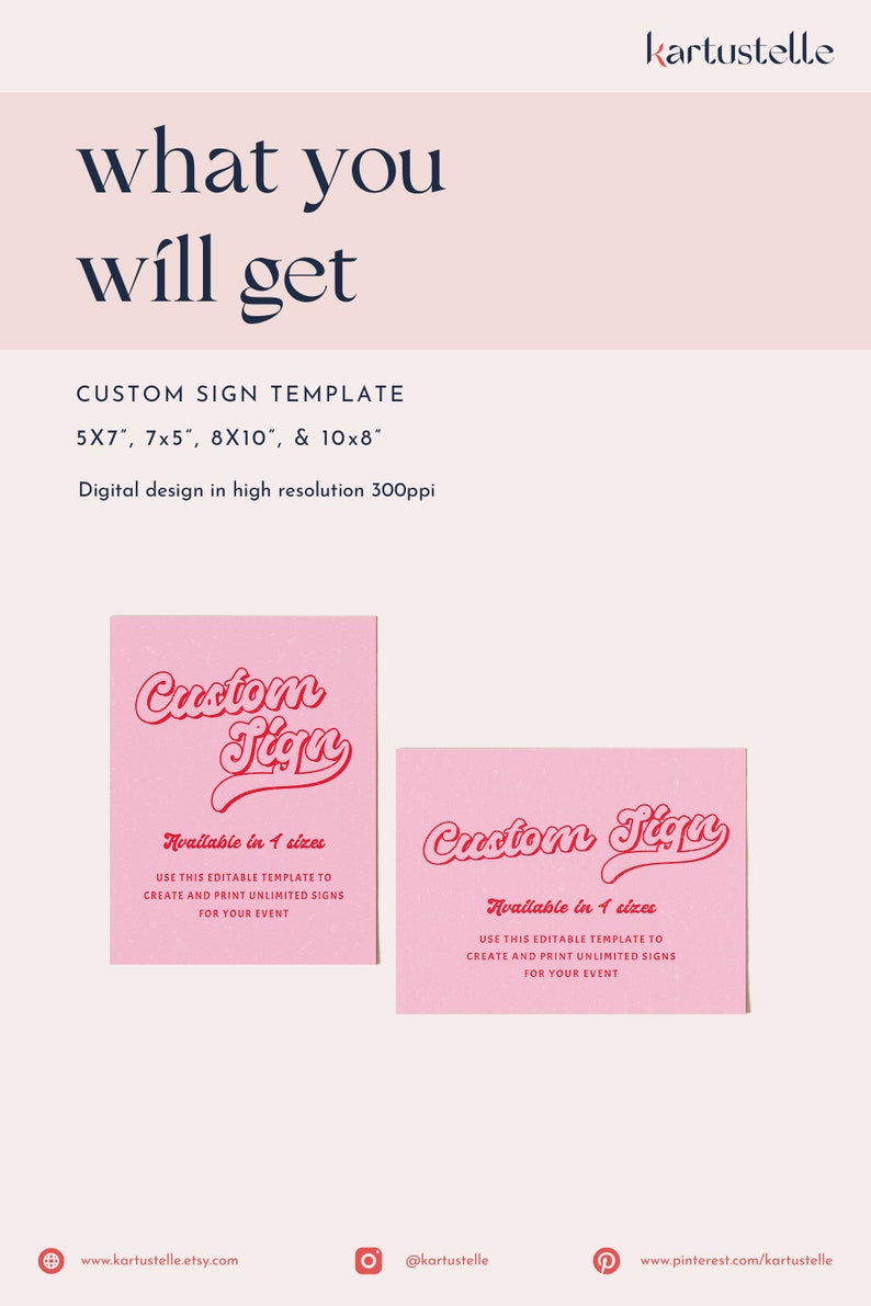 Red Pink Custom Sign Template Red and Pink Personalized Sign - Etsy