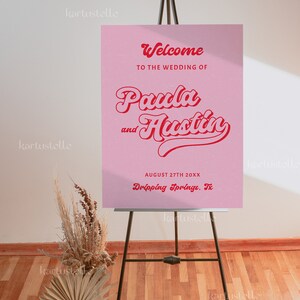 Red Pink Wedding Welcome Sign Template, Red and Pink Wedding Sign ...