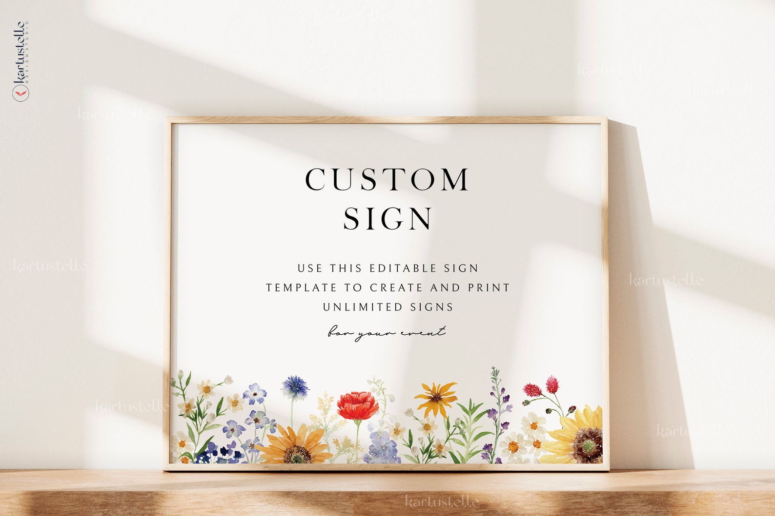 Sunflower Custom Sign Template Summer Floral Wedding Sign Editable ...